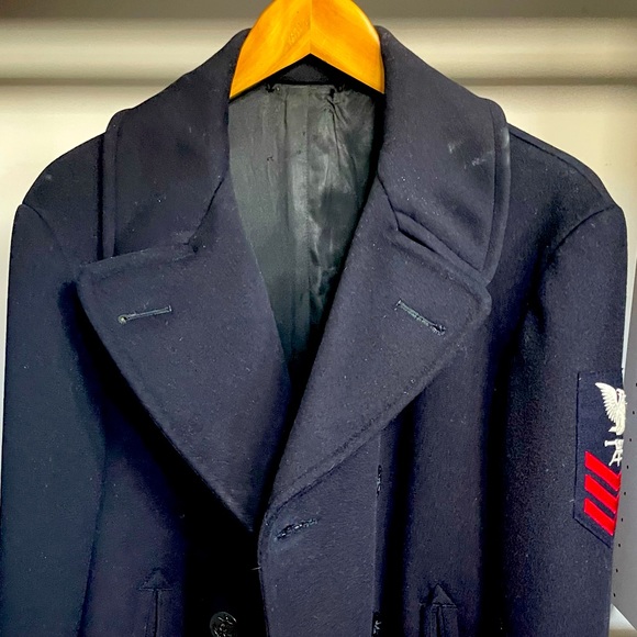 Jackets & Coats | Vintage Us Navy Pea Coat With Insignia On The Left ...